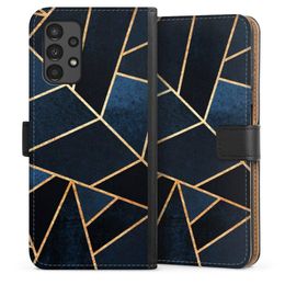 DeinDesign Handyhülle Elisabeth Fredriksson Dreiecke Abstrakt Navy Stone Gold Print, Samsung Galaxy A13 4G Hülle Handy Flip Case Wallet Cover, schwarz