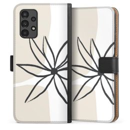 DeinDesign Handyhülle Blume Abstrakt Linien Flower and Cream, Samsung Galaxy A13 4G Hülle Handy Flip Case Wallet Cover, schwarz