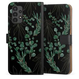 DeinDesign Handyhülle Eukalyptus Blätter Natur Eukalyptusblätter Black, Samsung Galaxy A13 4G Hülle Handy Flip Case Wallet Cover, schwarz