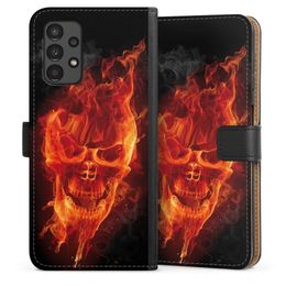 DeinDesign Handyhülle Totenkopf Feuer Schädel Burning Skull, Samsung Galaxy A13 4G Hülle Handy Flip Case Wallet Cover, schwarz