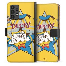 DeinDesign Handyhülle Donald Duck Disney Offizielles Lizenzprodukt DUCK!, Samsung Galaxy A13 4G Hülle Handy Flip Case Wallet Cover, schwarz