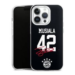 DeinDesign Handyhülle Jamal Musiala FC Bayern München Fanartikel Musiala 42, Apple iPhone 14 Pro Silikon Hülle Bumper Case Handy Schutzhülle, weiß