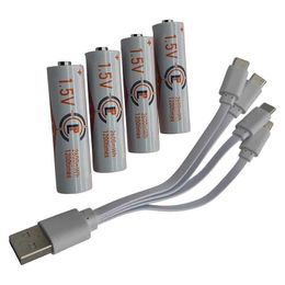 Lieckipedia AA Batterie 4er Set Lithium Ionen Akku mit USB C Ladekabel 1,5 V / 2600 mWh 20 Stück (5 Sets)