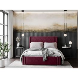 Polsterbett 160x200 cm Feel - Doppelbett mit Bettkasten & Lattenrost - Rot (Magic velvet 2202) - Rot - Graingold