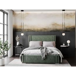 Polsterbett 200x200 cm Feel - Doppelbett mit Bettkasten & Lattenrost - Grün (Magic velvet 2254) - Grün - Graingold