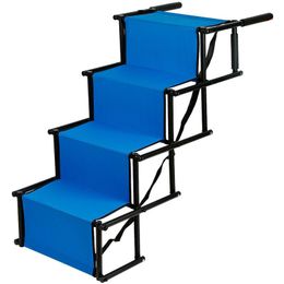 Haloyo - Rampe für Hunde, Treppe für große und kleine Hunde, Hunderampe für Auto, Sofa oder Bett, rutschfest, belastbar bis 75 kg (blau)