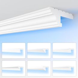 Led Schattenfugen Profil Stuckleisten, indirekte Beleuchtung xps Styropor Trockenbau Decke: 20.4 Meter / 12 Leisten, HLED-14 - 90x35 mm - Heximo