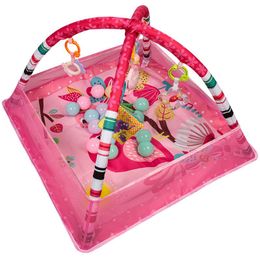 Baby Spieldecke, Spielmatte Baby Krabbel Matte 3 in 1 Zaun Fitnesshilfe Spielzeug für Kinder Aktivitätsmatte mit 18 Ozeanbällen ROSA