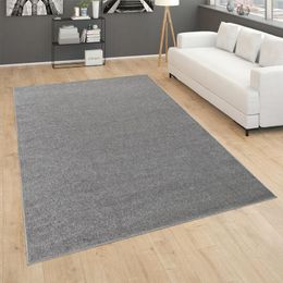 Paco Home - Teppich Für Wohnzimmer Einfarbig Kurzflor Schlicht Und Modern, In Dunkel Grau 80x250 cm