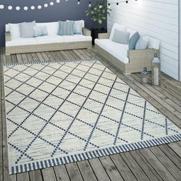 Paco Home - In- & Outdoor Flachgewebe Teppich Geometrisch Streifen Rauten Motiv In Weiß 120x170 cm