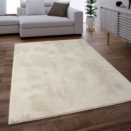 Teppich Wohnzimmer Kunstfell Plüsch Hochflor Shaggy Super Soft In Creme 120x170 cm - Paco Home