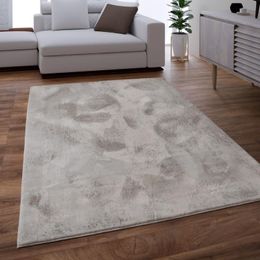 Teppich Wohnzimmer Kunstfell Shaggy Hochflor Waschbar In Waschmaschine Soft Uni Grau 160x230 cm - Paco Home