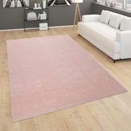 Paco Home - Teppich Für Wohnzimmer Einfarbig Kurzflor Schlicht Und Modern, In Rosa 80x250 cm