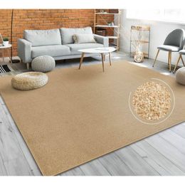 Paco Home - Teppich Für Wohnzimmer Einfarbig Kurzflor Schlicht Und Modern Gold Beige 80x250 cm