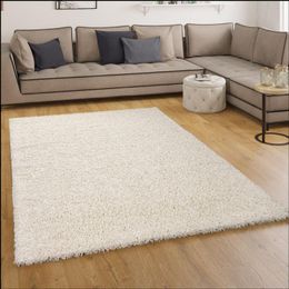 Paco Home - Shaggy Hochflor Langflor Teppich Sky Einfarbig in Creme 140x200 cm