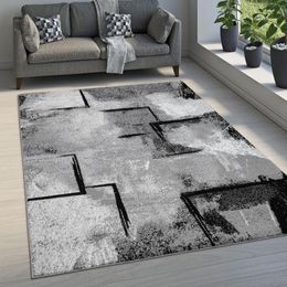 Paco Home - Teppich Wohnzimmer Kurzflor Vintage Modernes Abstraktes Muster Geometrisch Grau 120x170 cm