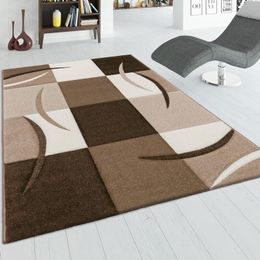 Paco Home - Designer Teppich mit Konturenschnitt Karo Muster Braun Beige 200x290 cm