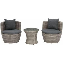 Beliani Gartenset grau Polyrattan 2 Personen Rund Boho - Grau