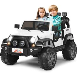Costway 2 Sitzer Jeep Kinderauto mit 2,4G-Fernbedienung, 3 Gang Elektroauto mit MP3, Musik, Hupe und Scheinwerfer, Jeep Auto 2,5-4 km/h, 12V