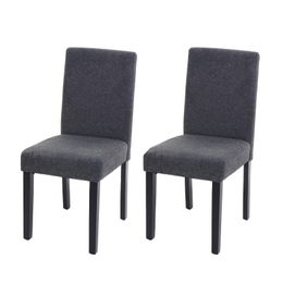 MCW 2er-Set Esszimmerstuhl Stuhl Küchenstuhl Littau ~ Textil, anthrazitgrau, dunkle Beine