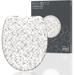 EISL® Wc Sitz mosaik grau, Duroplast Toilettendeckel mit Absenkautomatik Motiv, Klobrille, Klodeckel, Toilettensitz - Motiv