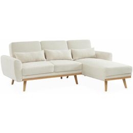 3-Sitzer Ecksofa mit Schlaffunktion und Bouclé Teddystoff - Sweeek