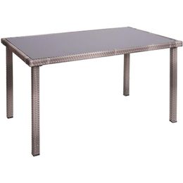 Poly-Rattan Tisch HHG 951, Gartentisch Balkontisch, 120x75cm grau-braun - grey