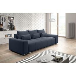 FURNIX Sofa LORETA Couch 3-Sitzer mit Schlaffunktion und Bettkasten MO81 Dunkelblau - Dunkelblau