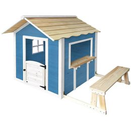 Home Deluxe - Spielhaus - der GROßE palast blau - 166 x 138 x 132 cm - mit Bank - fsc zertifiziertes Kinderspielhaus, inkl. Montagematerial i
