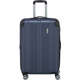 Travelite Hartschalen-Trolley City, 68cm, 4 Rollen, Reisekoffer Koffer mittel groß Reisegepäck Hartschalenkoffer, blau