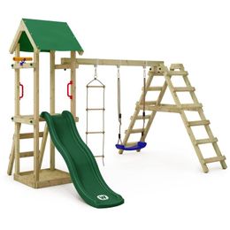 Wickey Spielhaus Spielturm TinyLoft mit Schaukel & Rutsche, Kletterturm mit Sandkasten, Leiter & Spiel-Zubehör - grün