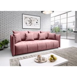 Sofa asvil 3-Sitzer Schlafsofa Couch mit Schlaffunktion Bettkasten MH63 Rosa - Furnix