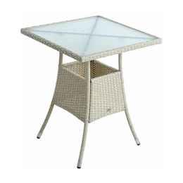 EstexoH&G Polyrattan Balkontisch Rattan Tisch Beistelltisch Gartentisch 60 cm Beige