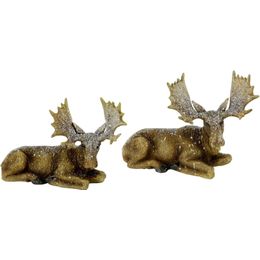 I.GE.A. Tierfigur Elch liegend (Set, 2 St), Polyresin, beige