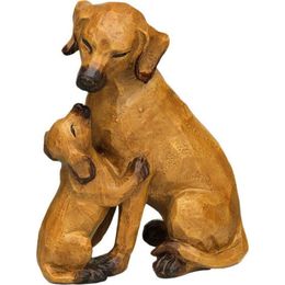 AMBIENTE HAUS Dekofigur Hund mit Welpe, groß, braun