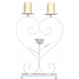 Home Affaire Kerzenständer, Kerzenhalter, für zwei Stumpenkerzen, aus Metall, Höhe ca. 41 cm, weiß