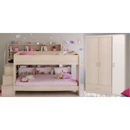 Parisot Jugendzimmer-Set Bibop, (Set, 2-St., Etagenbett, Schrank), braun