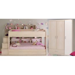 Parisot Jugendzimmer-Set Bibop, (Set, 2-St., Etagenbett, Schrank), braun