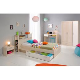 Parisot Jugendzimmer-Set Charly, (Set, 6-St., Schrank, Bett, Regal, Nachttisch, Schreibtisch), beige|weiß