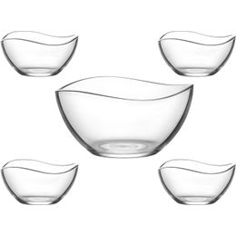 Van Well Schüssel Malaga, Glas, (Set, 5-tlg), mit wellenförmigen Rand, weiß