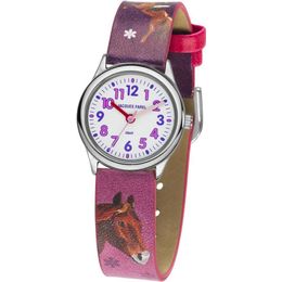 Jacques Farel Quarzuhr HCC 543, mit Pferdemotiv, Armbanduhr, Kinderuhr, Mädchenuhr, ideal auch als Geschenk, lila