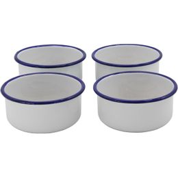 Krüger Krüger Servierschale Husum, Stahl, (Set, 4-tlg), emailliert, Ø 12 cm, blau|weiß