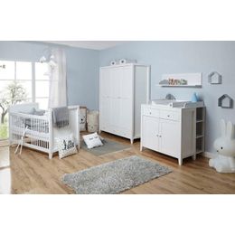 Ticaa Babyzimmer-Komplettset Rosa, (Set, 5-St., Bett + Wickelkommode + Schrank + Wandregal + Anstellregal), Bett + Wickelkommode + Schrank + Wandregal + Anstellregal, weiß