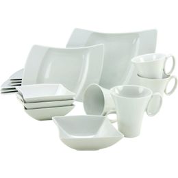 Creatable Kombiservice Geschirr-Set WING (16-tlg), 4 Personen, Porzellan, Service, weiß, 16 Teile, für 4 Personen, weiß