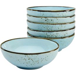 Creatable Müslischale NATURE COLLECTION, Steinzeug, (Set, 6-tlg), Salatschale, Snackschale, Ø 16,5 cm, blau