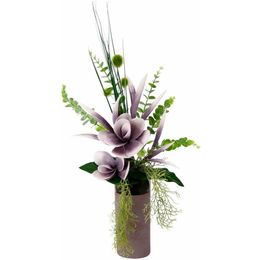 Kunstpflanze Arrangement Soft-Magnolie in Vase Magnolie, I.GE.A., Höhe 60 cm, lila