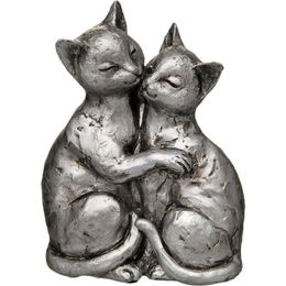 AMBIENTE HAUS Dekofigur Katzen-Paar, Höhe 15 cm, silberfarben