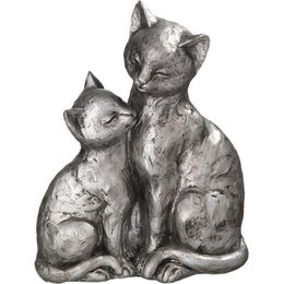 AMBIENTE HAUS Dekofigur Katzen-Paar, Höhe 22 cm, silberfarben