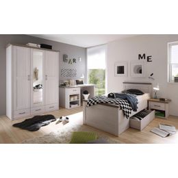 Begabino Jugendzimmer-Set Luca, TOPSELLER Möbel-Set komplett Zimmer, (Set, 4-St., Bett, Nachttisch, Kleiderschrank und Schreibtisch), komplettes Möbel Set im Landhaus Style, weiß