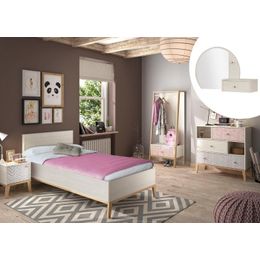 Gami Jugendzimmer-Set Alika, (Set, 5-St., Kleiderständer, Bett, Nachttisch, Kommode und Aufsatz mit Spiegel), braun